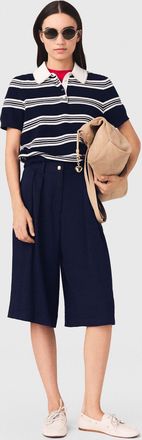 Maje Gestreiftes Polo Mit Strasskragen - Beige - Maje