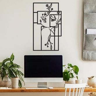 Hanah Home Stylish Black Decorative Metal Wall Accessory, 50 x 30 cm | 100% Metal (1.5 mm Thick) | Easy Wall Mounting | Perfect for Modern Home Decor