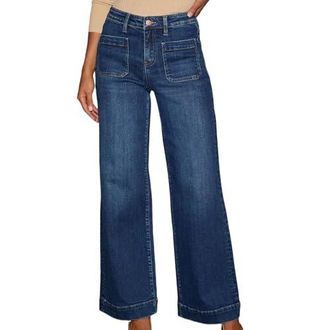 Generico Jeans Femmes Taille Haute Baggy Vintage Printemps Jeans Femmes Taille Haute Longue Grande Taille Pantalon en Denim &Eacute;l&eacute;gant Loose Casual Pantalon avec 