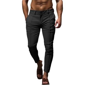 Generic Pantalon chino extensible pour homme, coupe classique, pantalon de golf extensible &agrave; jambe droite, pantalon de travail intelligent, pantalon de bureau