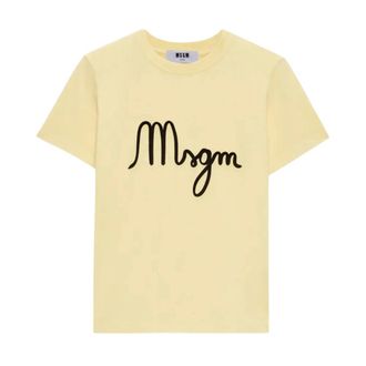Msgm Msgm - T-shirt &agrave; col rond imprim&eacute; graphique - Femme - Tops - Jaune - Taille: 38 FR