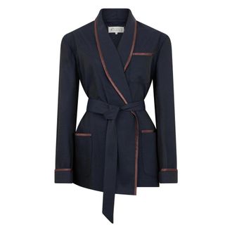 Maison Margiela Femme, Vestes, Bleu, Taille: 36 FR Veste en laine et polyester
