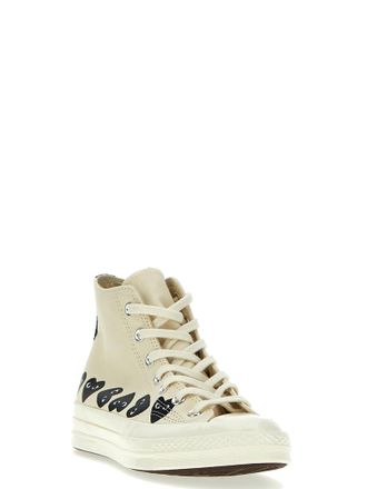 Comme Des Gar&ccedil;ons Heart-Print Canvas Sneaker - cream