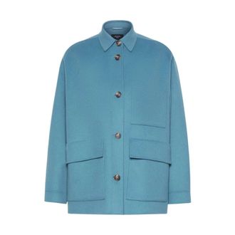 Max Mara Hemdkragen Double Wool Jacke - - Jackets - Damen - Blau - S