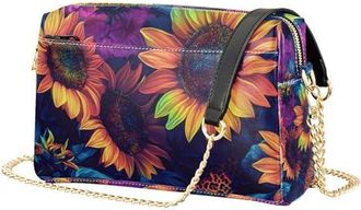 Mnsruu Sacs à bandoulière pour femme, motif tournesols holographiques, sacs à main en cuir