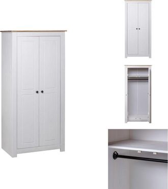 vidaXL Kleiderschrank Wei&szlig; 80&times;50&times;171,5 cm Kiefer Massiv Panama Serie - Kleiderschrank - Wei&szlig;er Kleiderschrank - Kiefernholzschrank - Garderobe - Kommode