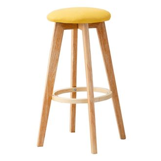Generic Moderne Barhocker in Tresenh&ouml;he mit Fu&szlig;st&uuml;tze - Runde, r&uuml;ckenlehnenlose St&uuml;hle mit gepolstertem Leinenbezug f&uuml;r K&uuml;che, Esszimmer, B&uuml;ro, Caf&eacute; - Gelb, 7