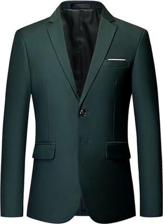 Generic Veste de costume simple pour homme - Couleur unie - Pour mariage - Version formelle - Manteaux et blazer de sport, vert fonc&eacute;, XXL