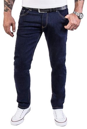 Rock Creek Herren Jeans Hose Regular Slim Stretch Jeans Herrenjeans Herrenhose Denim Stonewashed Basic Stretchhose Raw RC-2137 Dunkelblau W30 L34
