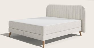 Emma Original Elite Boxspringbett - Beige - 140x200cm - Kopfteil Kissen - Metallf&uuml;&szlig;e