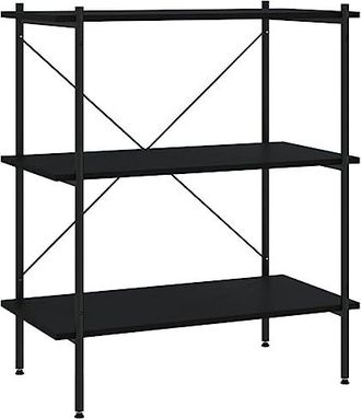 vidaXL &Eacute;tag&egrave;re &agrave; 3 Niveaux, Biblioth&egrave;que, &Eacute;tag&egrave;re sur Pied, Organisateur de Maison, Meuble de Rangement Salon Salle de S&eacute;jour Int&eacute;rieur, Noir