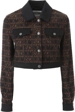 Moschino Femme, Vestes, Brun, Taille: 38 FR Logo Jacket