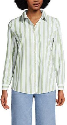 Lands End Bügelfreie Baumwoll-Bluse, Damen, Größe:48 regular, Weiß, Baumwolle, by Lands End