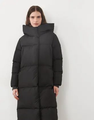Threadbare manteau long matelass&eacute; avec capuche et poches avant noir