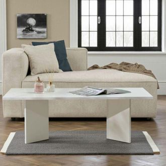 Pier Import Pier Import - Table basse moderne blanche effet laque - pieds en v marfa