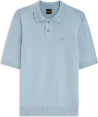 HUGO BOSS Leichtes Strick-Poloshirt aus einem Baumwollgemisch in