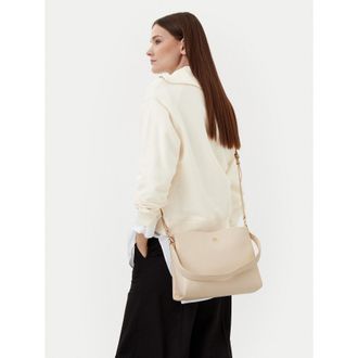 Tommy Hilfiger Handtasche Tommy Hilfiger Th Legacy Med Satchel AW0AW17173 &Eacute;cru