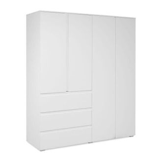 Image Image - Armoire 60C - Décor blanc - 4 portes, 2 tiroirs - 160 x 55 x 191 cm