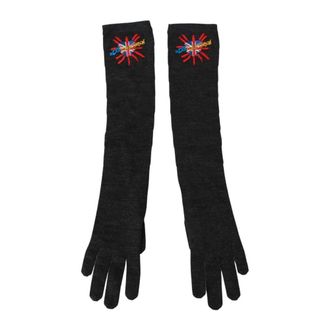 Dolce & Gabbana Femme, Accessoires, Gris, Taille: ONE Size Gants dop&eacute;ra Union Jack brod&eacute;