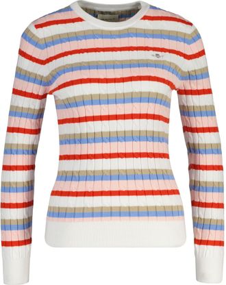 GANT Stretch Cotton Cable Stripe C-Neck Strickpullover