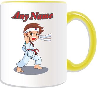 Unigift Tasse mit braunem Haar, Motiv: Taekwondo/Tae Kwon Do (Kampfkunst-Designthema, Farboptionen) - jeder Name/Nachricht auf Ihrem einzigartigen - Kung Fu K