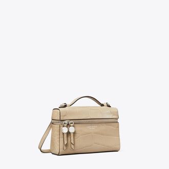 Tory Burch Damen Schmale Romy Tasche mit Krokopr&auml;gung und Tragegriff oben