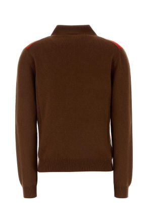 Prada Womens Brown Cashmere Polo Shirt Tabacco+ardesia Exterior: Maglieria Sweater