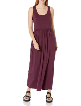 Amazon Essentials Damen Tailliertes Tanktop-Maxikleid(erh&auml;ltlich in &Uuml;bergr&ouml;&szlig;e), Burgunderrot, S