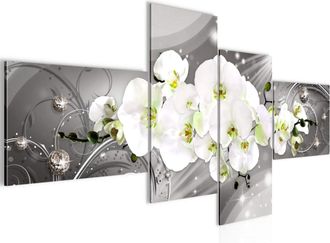 Runa Art Wandbilder Set XXL Blumen OrchideeWohnzimmer Schlafzimmer Grau 4 Teilig - Made in Germany - 006145b