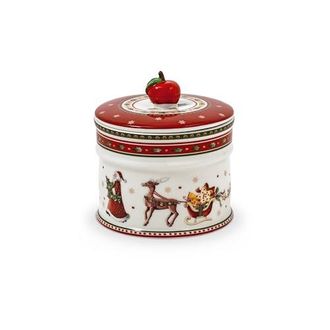 Villeroy & Boch Winter Bakery Delight Petit pot de conservation pour pâtisseries, Porcelaine Premium, Blanc/Rouge