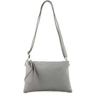 modamoda.de T186 - Sac italien &agrave; bandouli&egrave;re et &agrave; bandouli&egrave;re moyen, Couleur:gris Tele
