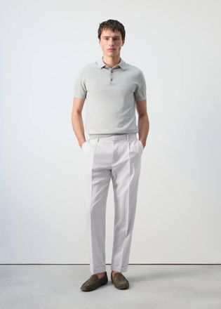 Mango Polo maille fine 100 % coton gris glac&eacute; - Homme - XXL - MANGO MAN