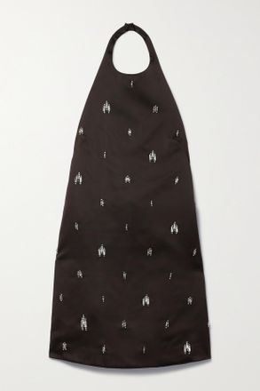 A.L.C. Sophia Neckholder-minikleid Aus Duchesse-satin Mit Kristallen - Braun