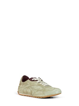 Bottega Veneta Womens Low-Top Sneakers Orbit Flash Green Suede Calf Leather Trainers