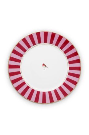 Pip Studio Love Birds Speiseteller Stripes rot-pink 26,5cm