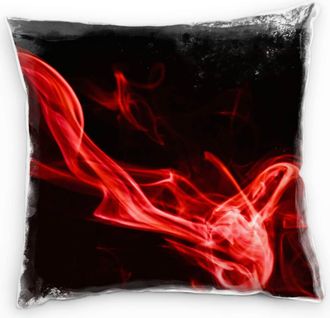 Paul Sinus Art Abstrakt, roter Rauch, schwarz, rot Deko Kissen 40x40cm für Couch Sofa Lounge Zierkissen - Dekoration zum Wohlfühlen