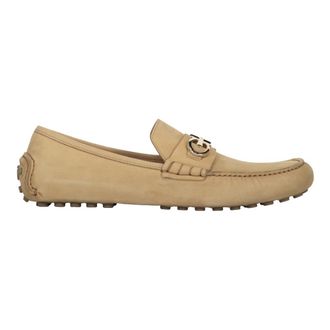 Ferragamo Homme, Chaussures, Beige, Taille: 44 1/2 EU Élégants mocassins en cuir avec détail métallique