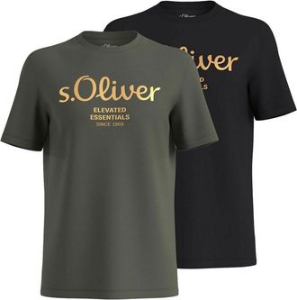 s.Oliver T-Shirt mit Metallic-Logo-Aufdruck im 2er Pack