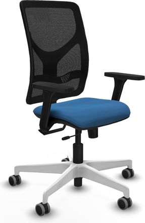 Piqueras y Crespo B&uuml;rostuhl mit 3D-Armlehnen, ausgestattet mit Syncro/Traslack und Schneideschaum, mit Rollen 65 mm, Parkett, Schwarz/Hellblau