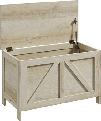HOMCOM Coffre de rangement en bois sur pied style campagne chic dim. 76L x 39l x 48H cm aspect bois clair