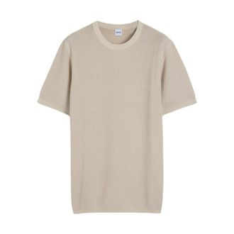 Aspesi Homme, Tops, Beige, Taille: 2XL T-shirt en Tricot de Coton Ligne Droite