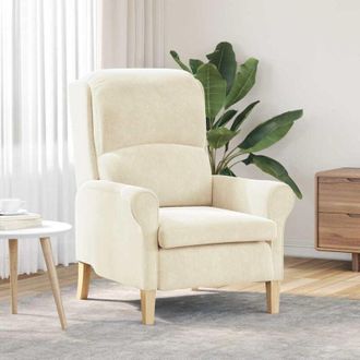 vidaXL Fauteuil Cr&egrave;me 76 x 94 x 102 cm Velours Vidaxl