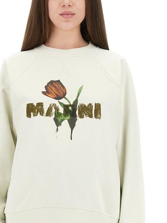 Marni Tulip-Print Cotton Sweatshirt - White
