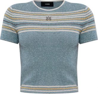 Amiri Femme, Pulls, Bleu, Taille: 38 FR T-Shirt avec Fil Lurex