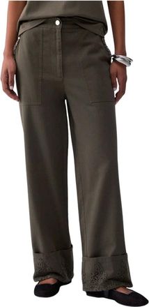 Liu Jo Femme, Pantalons, Vert, Taille: W26 Pantalon avec d&eacute;tail en macram&eacute;