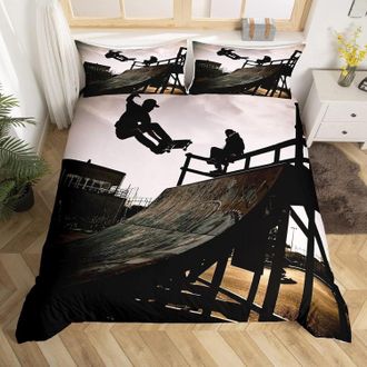 Generic Skateboard Bettw&auml;sche 135x200 Sportthema Bettw&auml;sche Set, 3D Bettbezug Set Weich Microfaser Bettbez&uuml;ge 2 Teilig Skateboard Wendebettw&auml;sche f&uuml;r Einzelbe