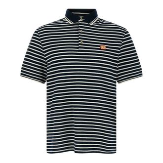 Valentino Garavani VLogo Gestreiftes Baumwoll-Piqu&eacute;-Polohemd - - Tops - Herren - Blau - M