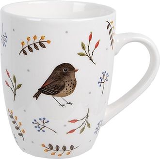 Clayre & Eef Tasse 350 ml Wei&szlig; Keramik Trinkbecher