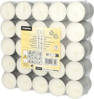 Papstar 100 Teelichter Ø 39 mm 16,2 mm weiss Brenndauer ca. 4,5h