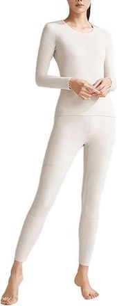 Generic Sous-vêtements thermiques pour femme, ensemble de couches de base thermiques à manches longues, sous-vêtements dhiver ultra doux, col rond, confortabl